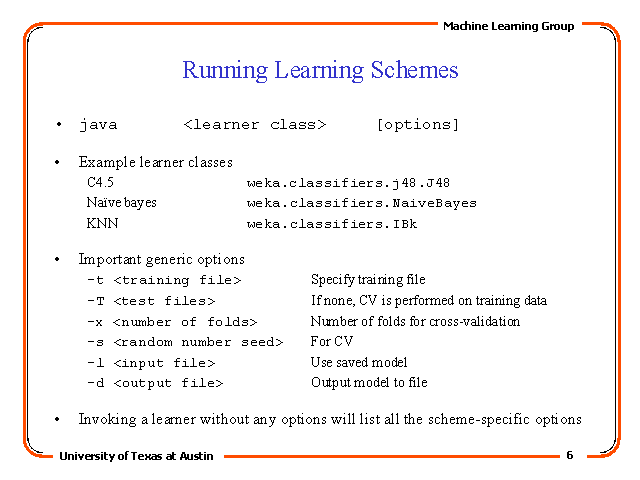 Running Learning Schemes